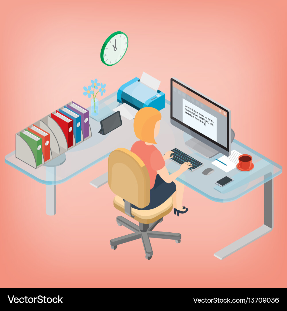 Secretary assistant manager woman working Vector Image