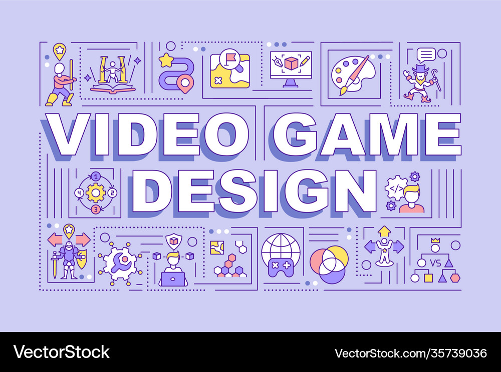 Video game design word concepts banner Royalty Free Vector