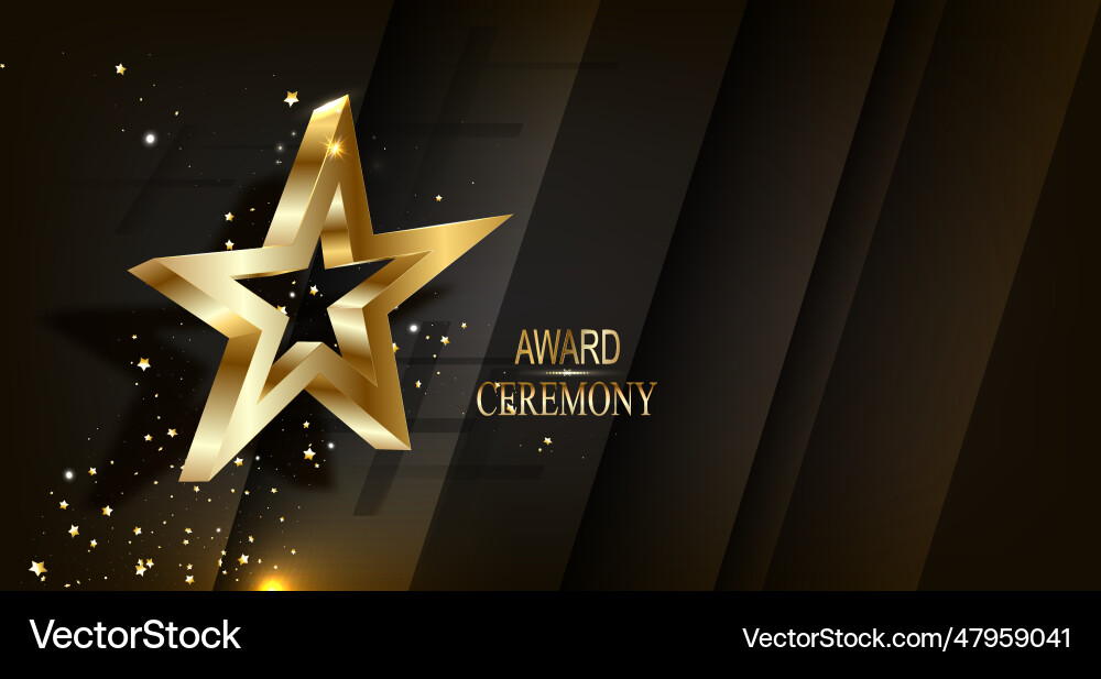 3d golden star golden with lighting effect Vector Image