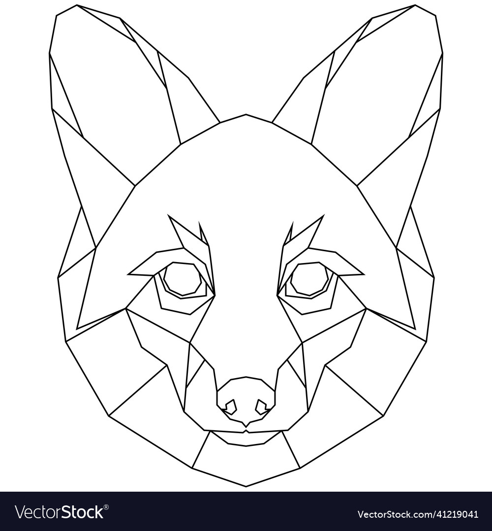 Abstract linear polygonal head of a fox Royalty Free Vector