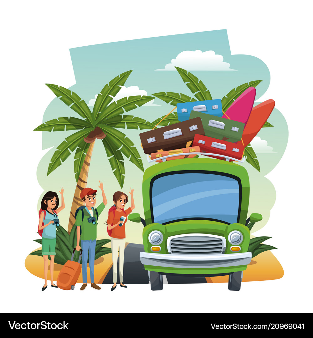 Beach and friends cartoons Royalty Free Vector Image