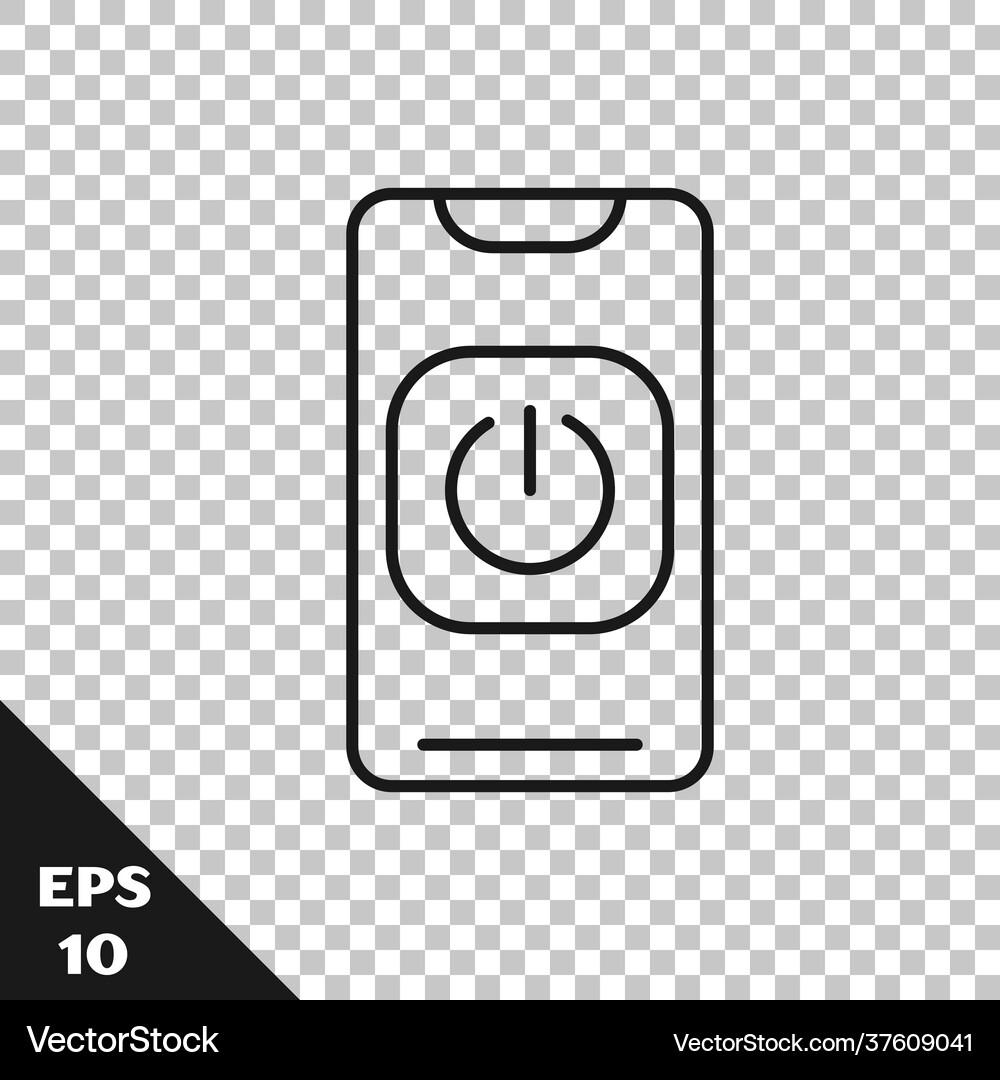 Black line turn off robot from phone icon isolated