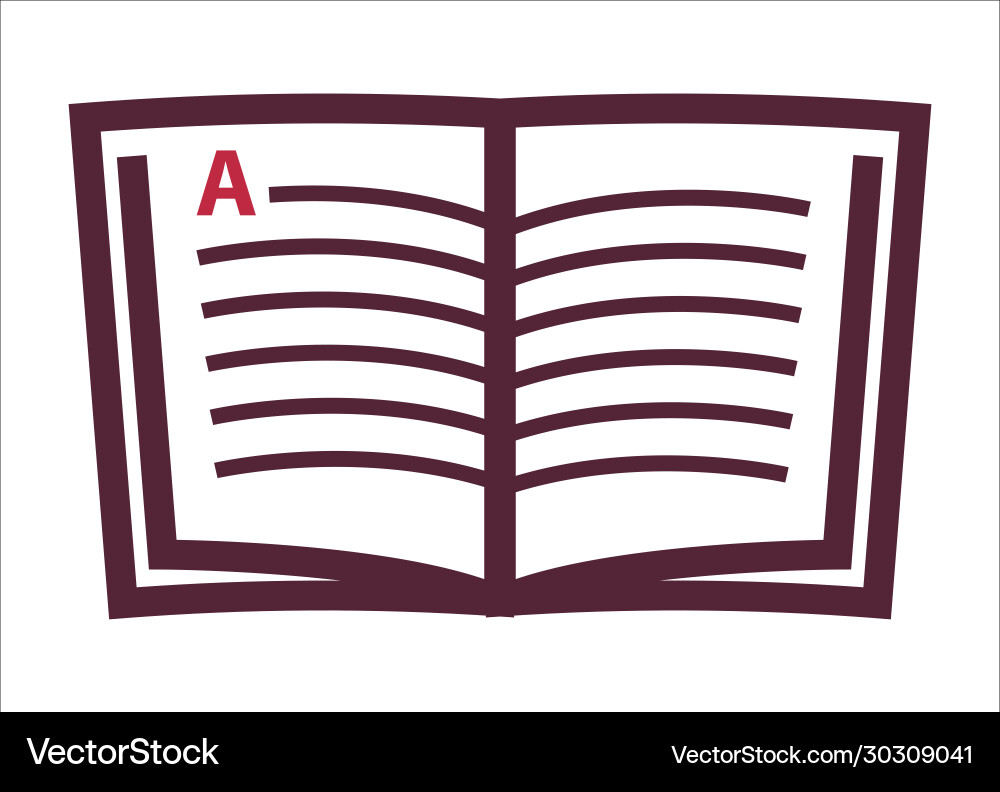 Book open page with a letter line art icon Vector Image