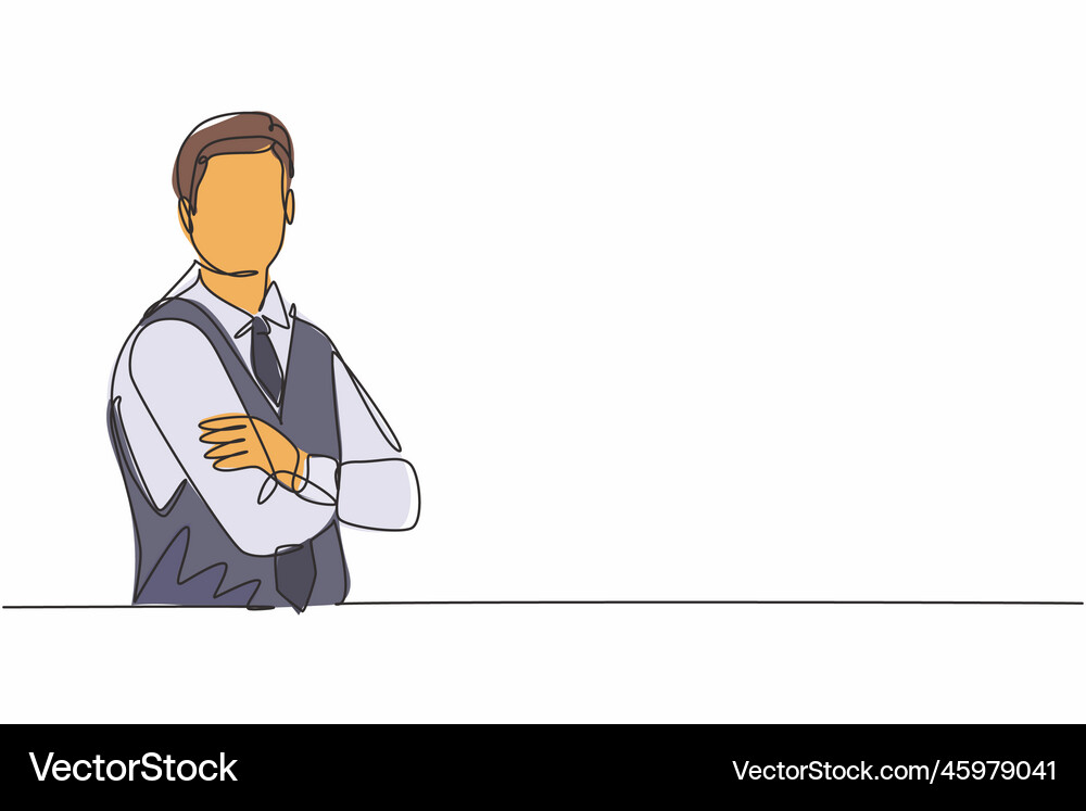 Continuous one line drawing of young handsome Vector Image