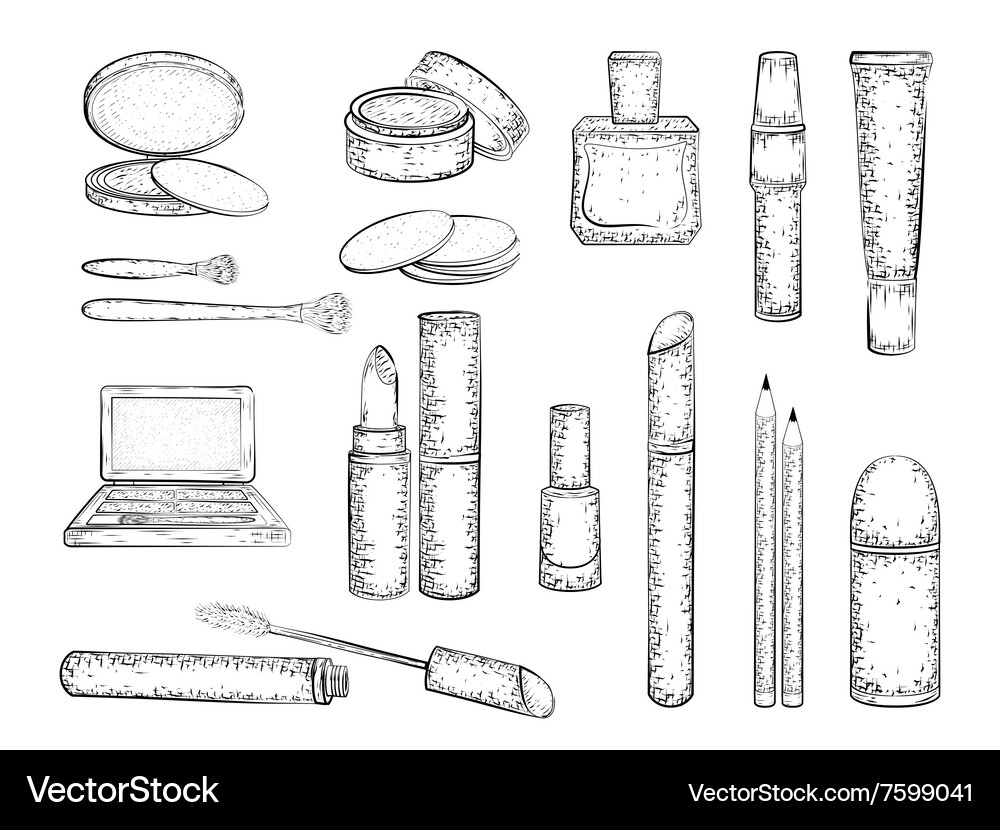 Detailed sketch of elements for make-up Royalty Free Vector