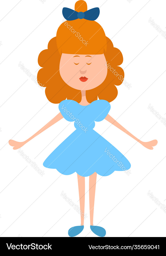 Doll in a blue dress on white background Vector Image
