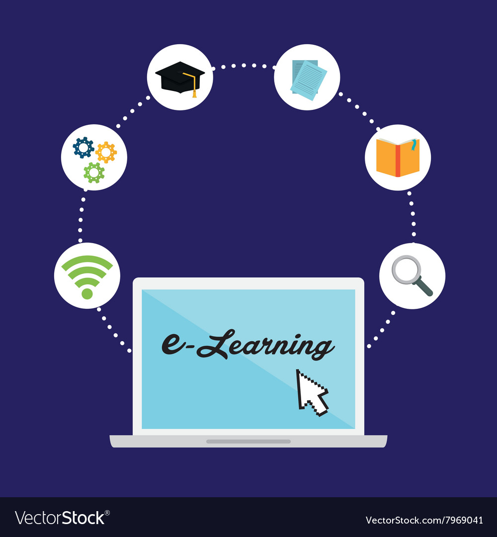 E-learning icon design Royalty Free Vector Image