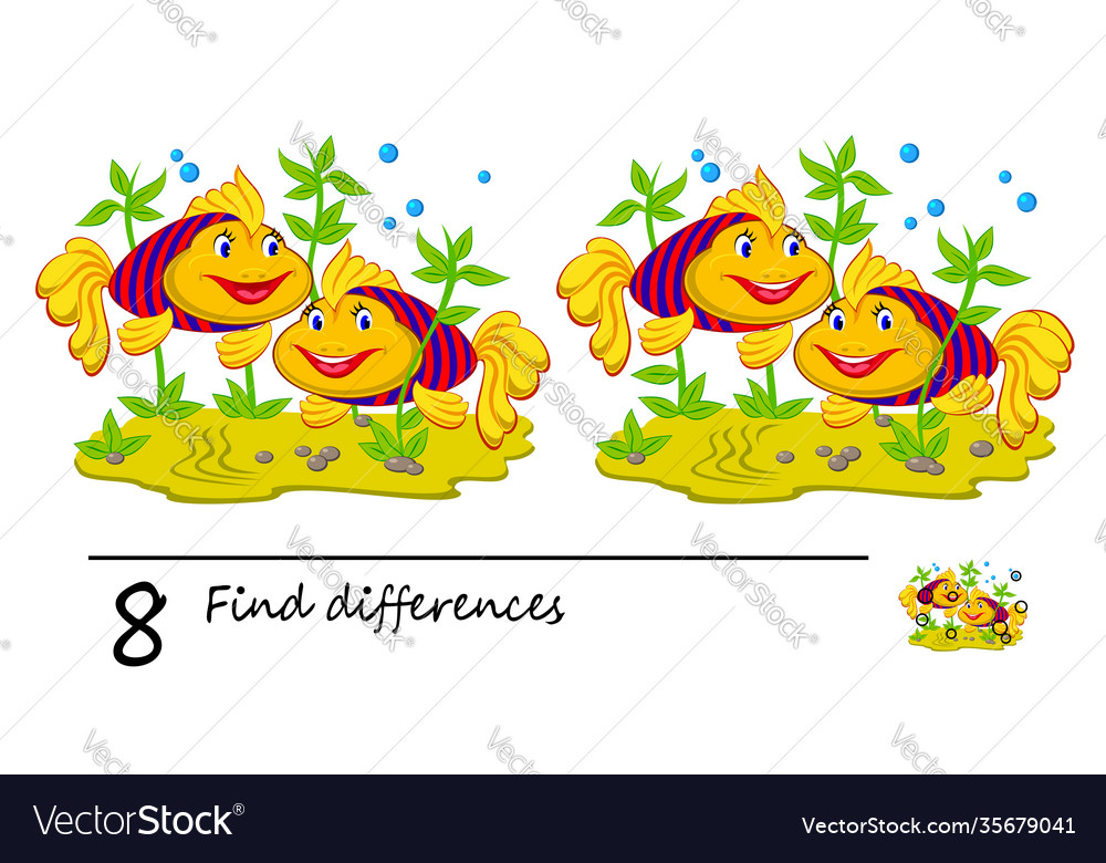 Find 8 differences logic puzzle game for children Vector Image