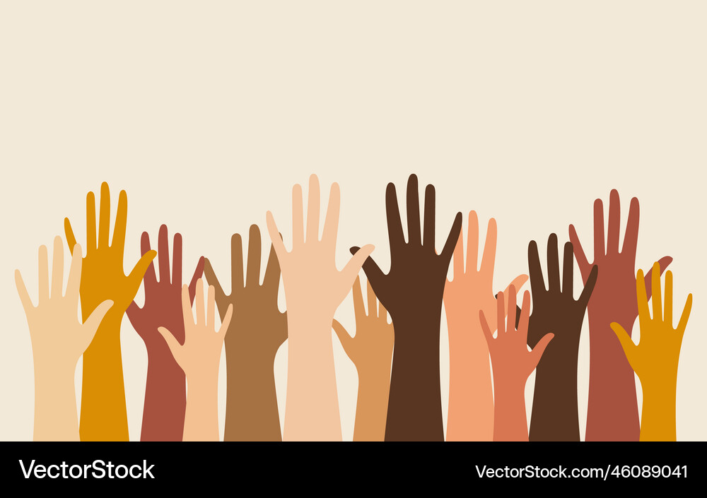 Hands of people with different nationalities Vector Image