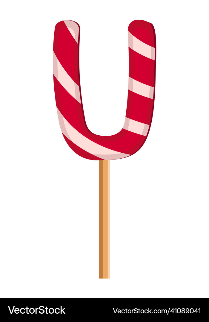 Letter u from striped red and white lollipops Vector Image