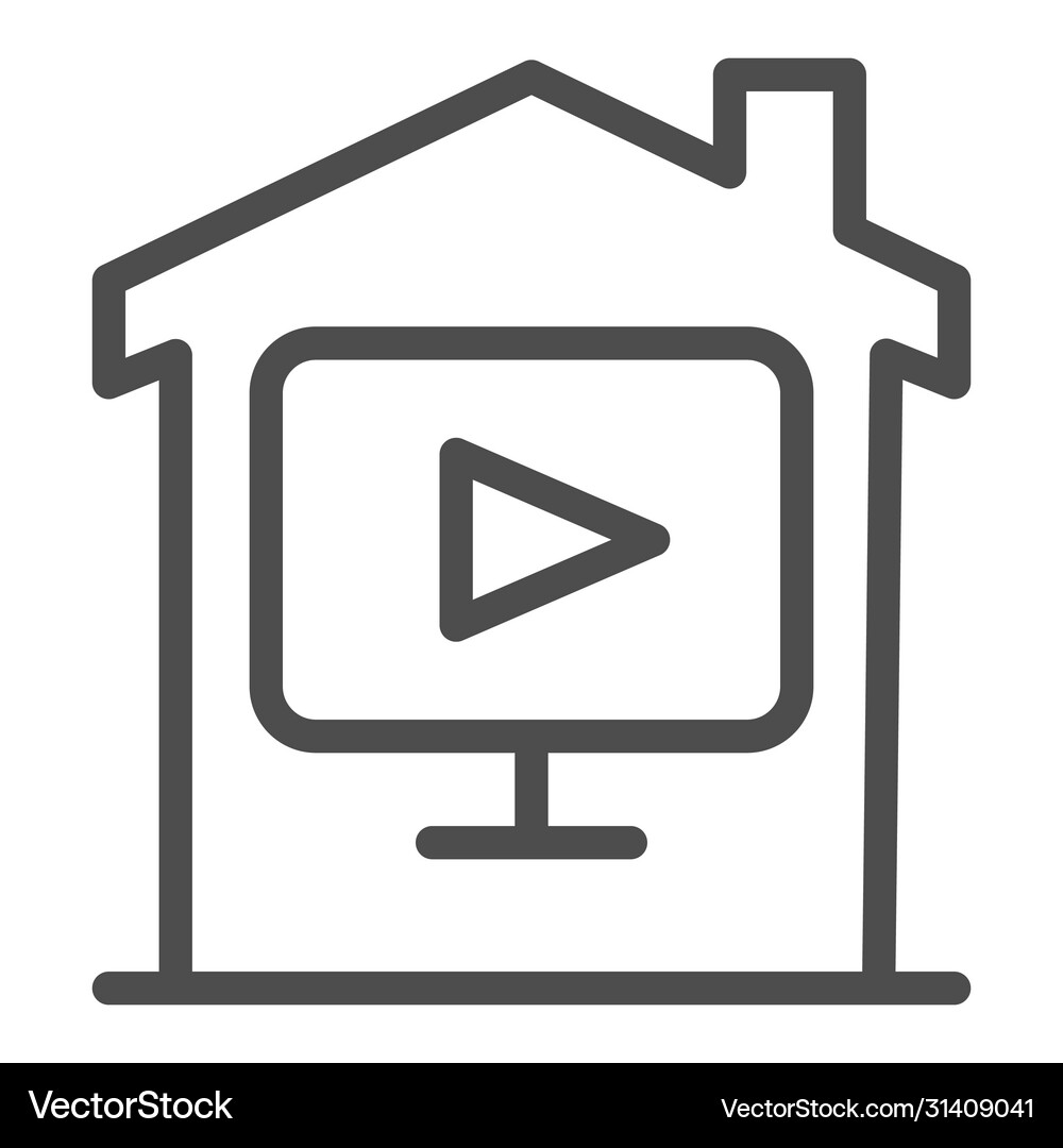 Multimedia player with house line icon smart home Vector Image