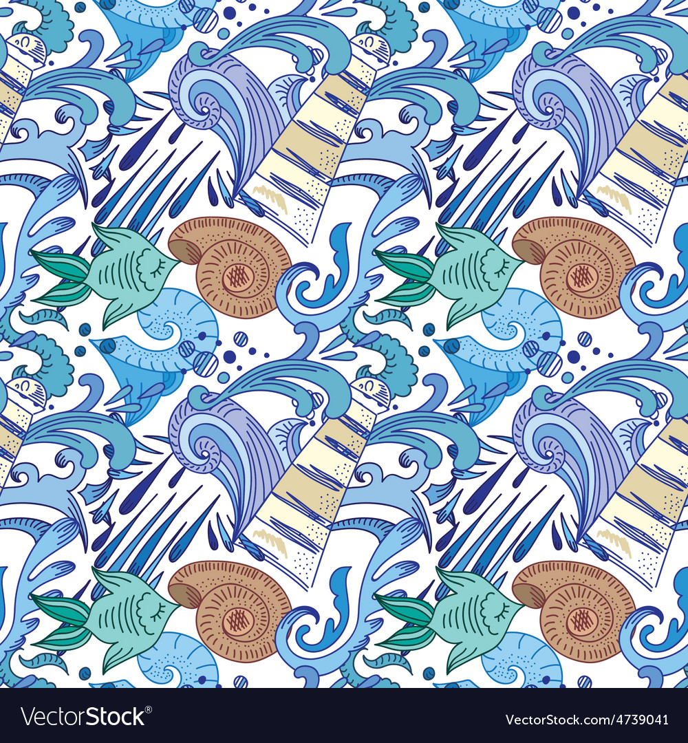 Nautical blue pattern Royalty Free Vector Image