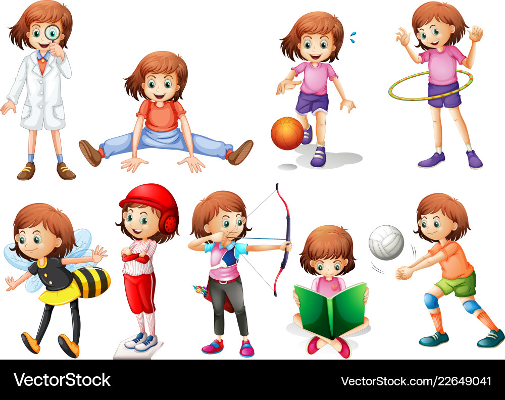 Set of girl activity Royalty Free Vector Image