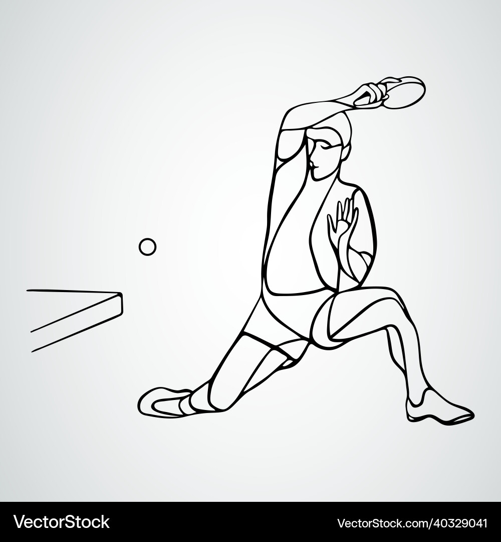 Table tennis male player with racket forehand Vector Image