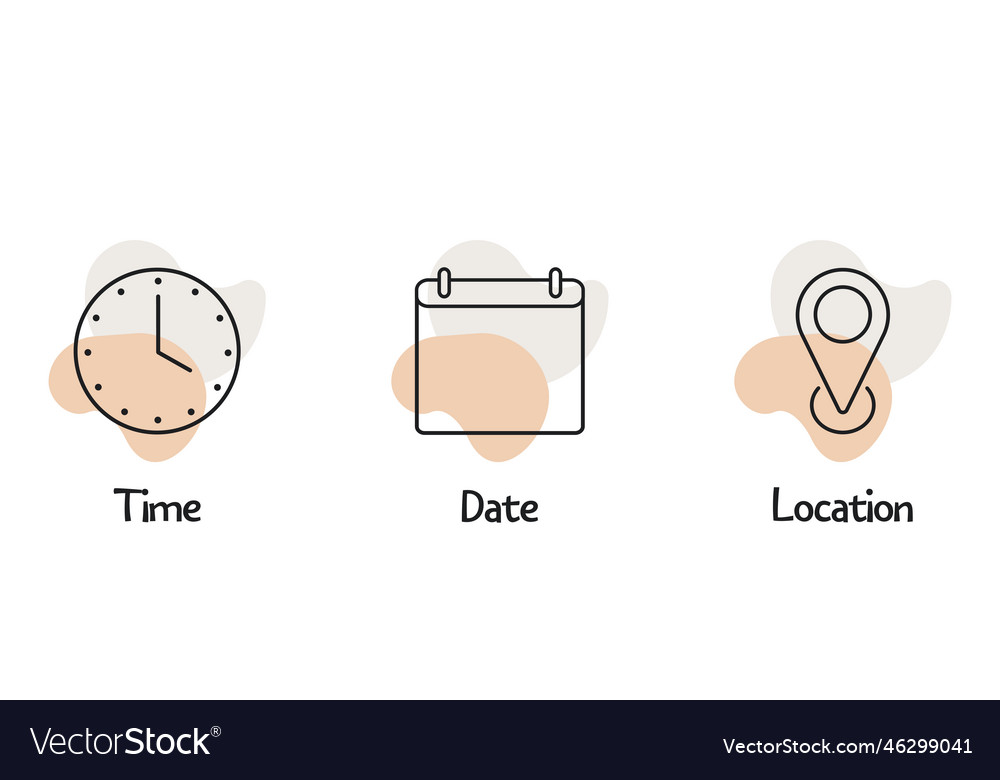 Time date location or place icons symbol trendy Vector Image