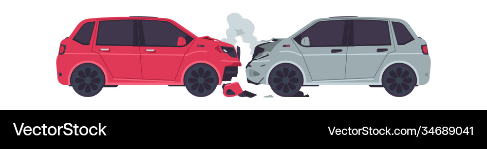 Two cars crashed automobile accident vehicles Vector Image
