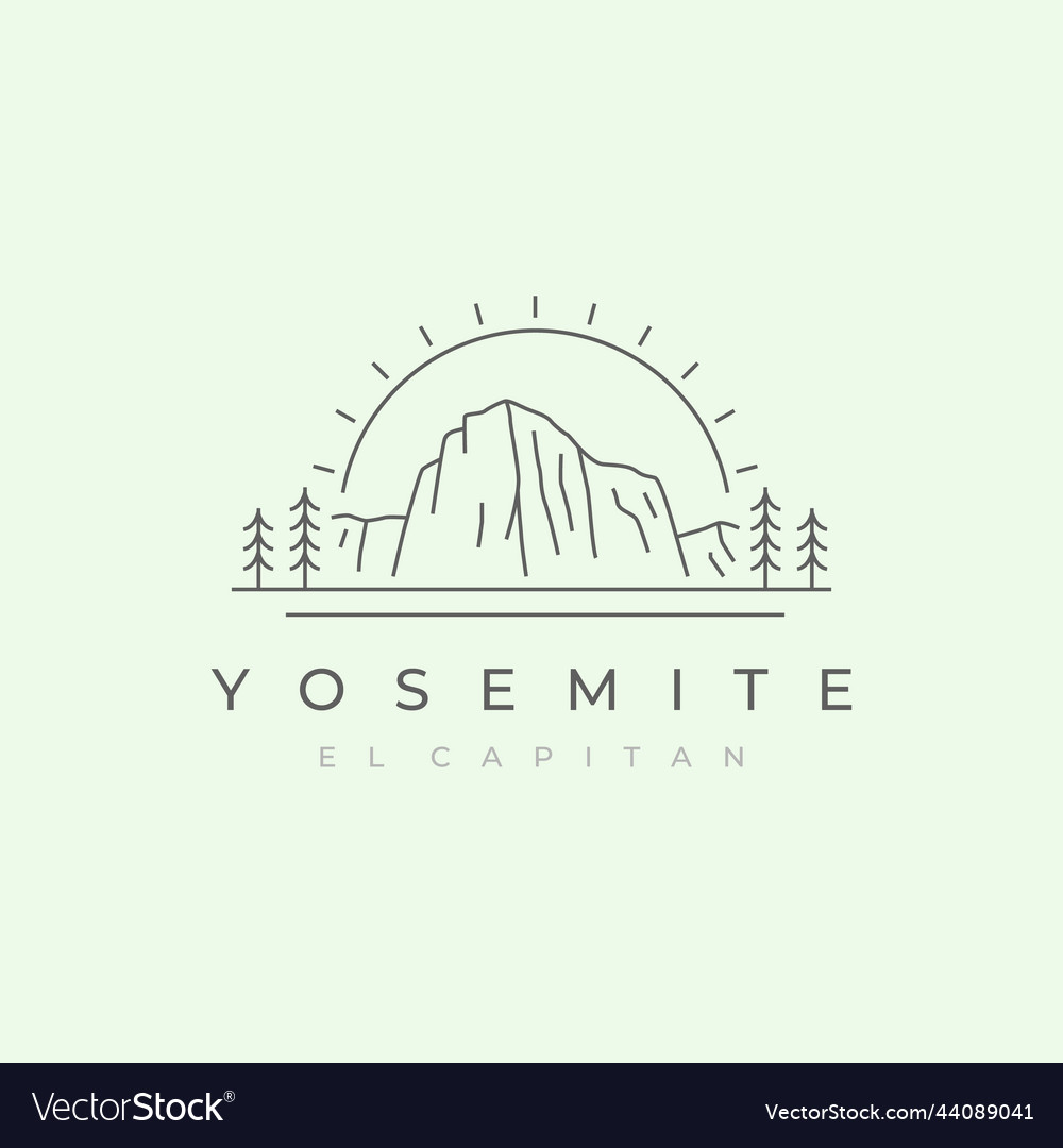 Yosemite National Park Line Art Logo El Capitan Vector Image