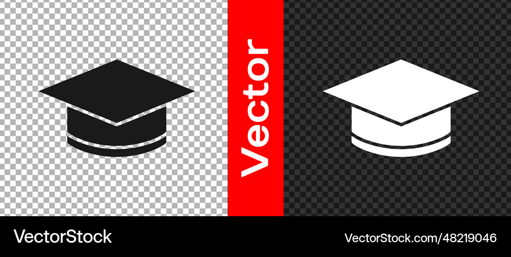 Black graduation cap icon isolated on transparent Vector Image
