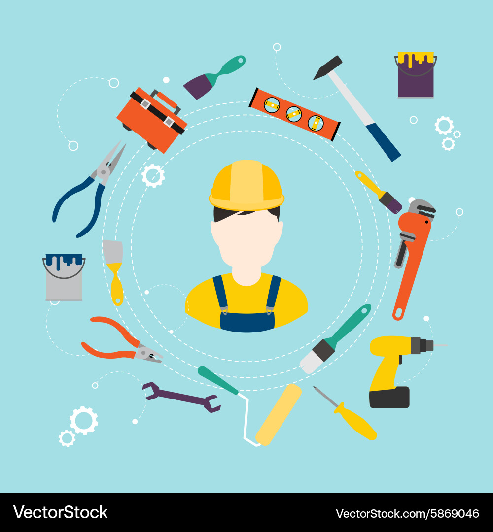 Builder and color tools for repair and home Vector Image
