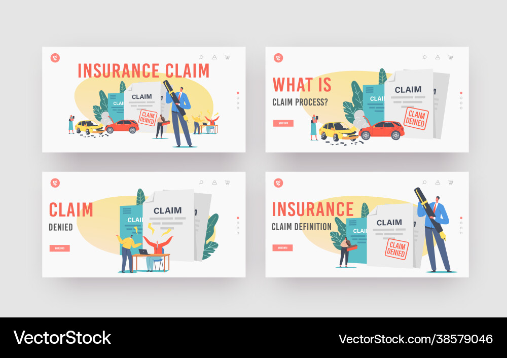 Characters claim insurance landing page template Vector Image