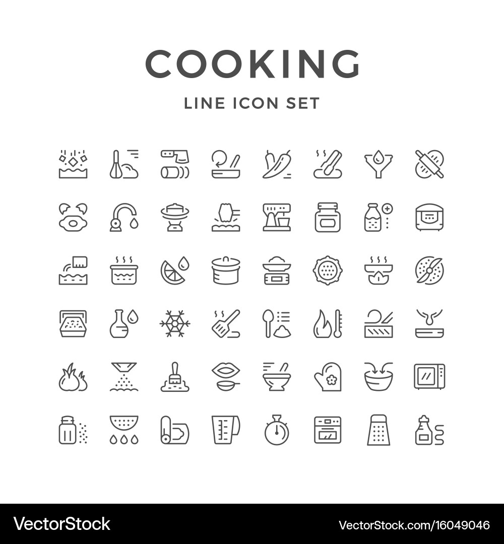 Cooking related set line icons Royalty Free Vector Image