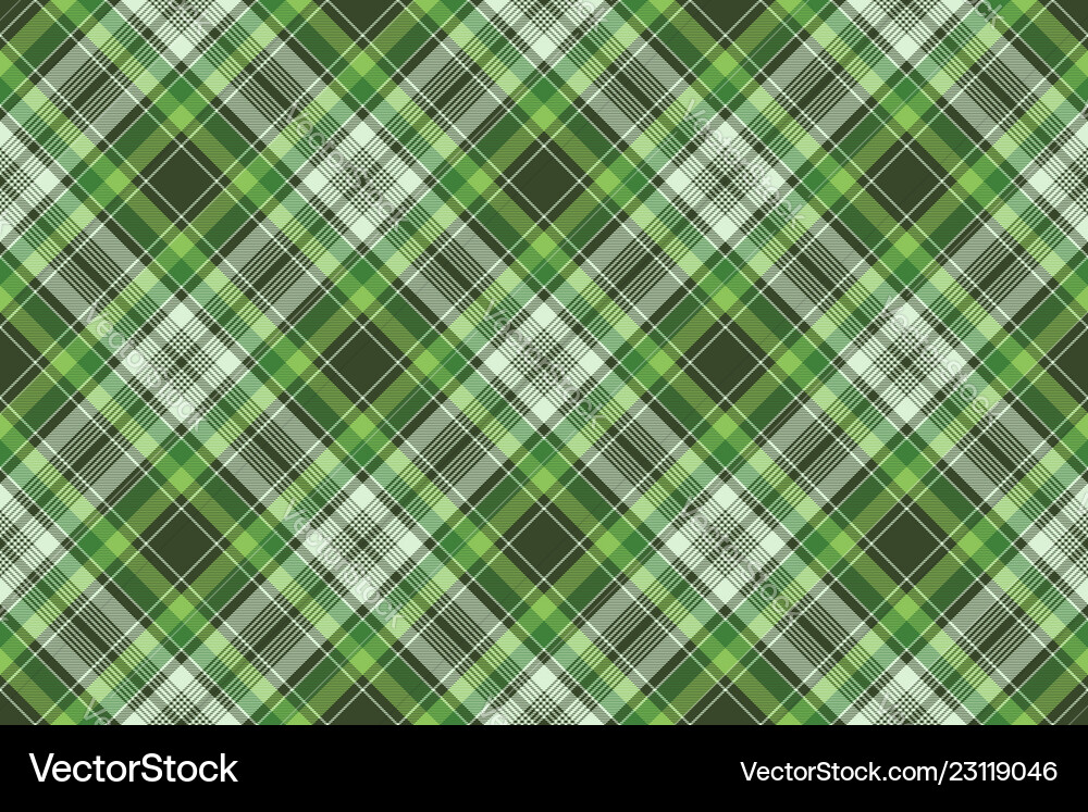 Green irish check fabric plaid seamless Royalty Free Vector