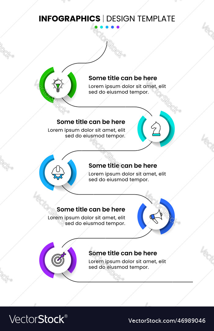 Infographic template vertical timeline with 5 Vector Image