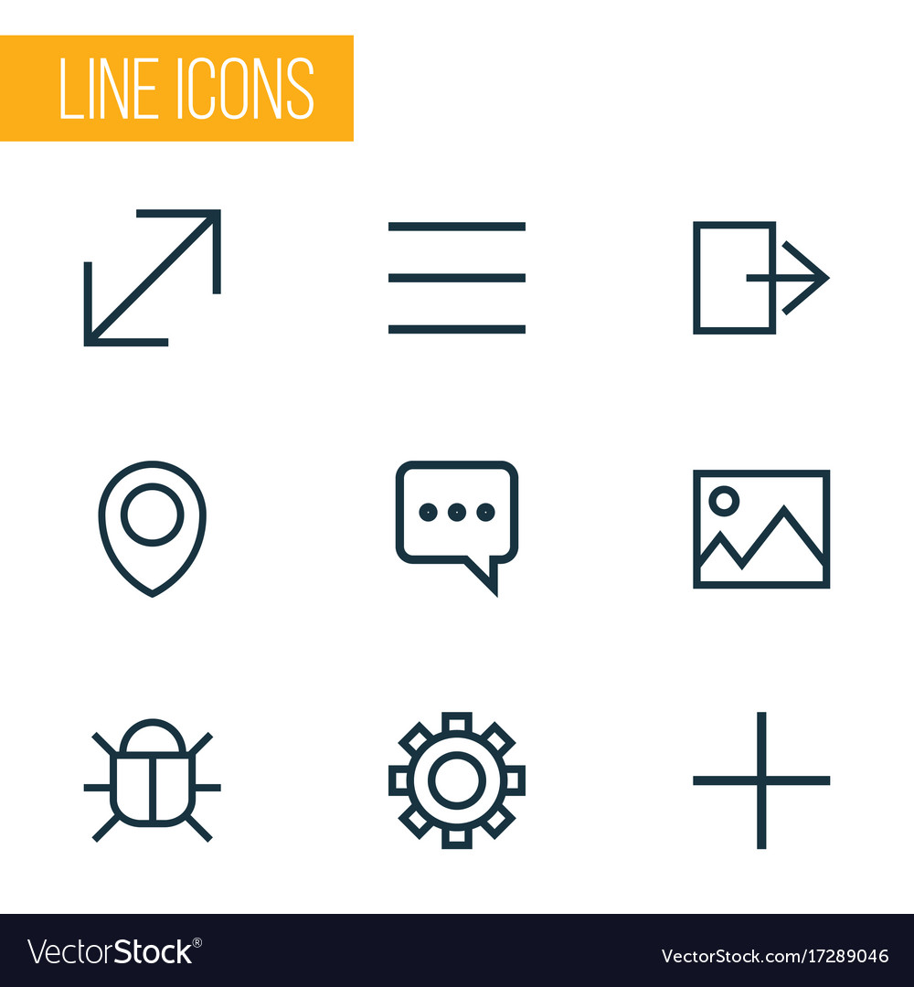 Interface outline icons set collection Royalty Free Vector