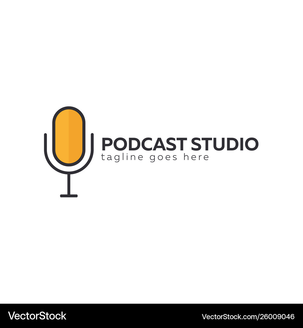 Mic logo for radio or podcast studio microphone Vector Image