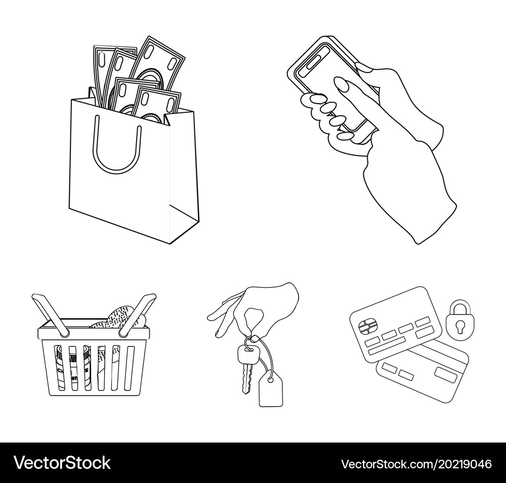 Mobile phone a package with money and other web Vector Image