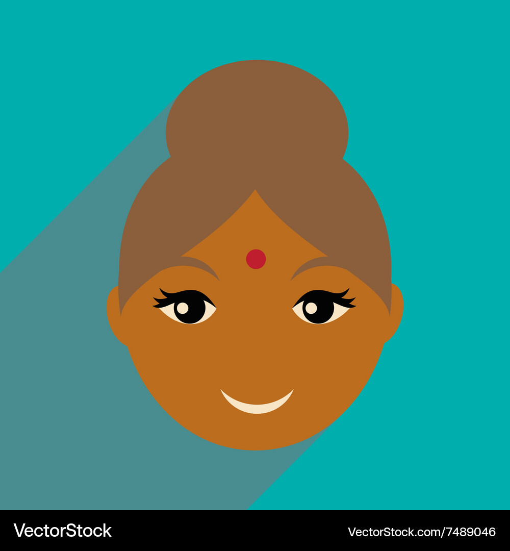 Modern flat icon with long shadow indian girl Vector Image