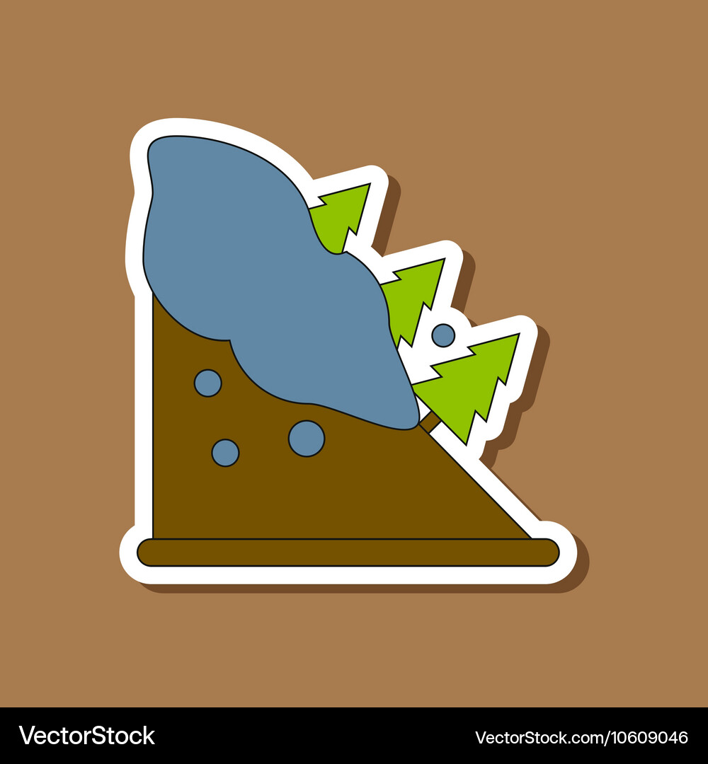 Paper sticker on stylish background snow avalanche