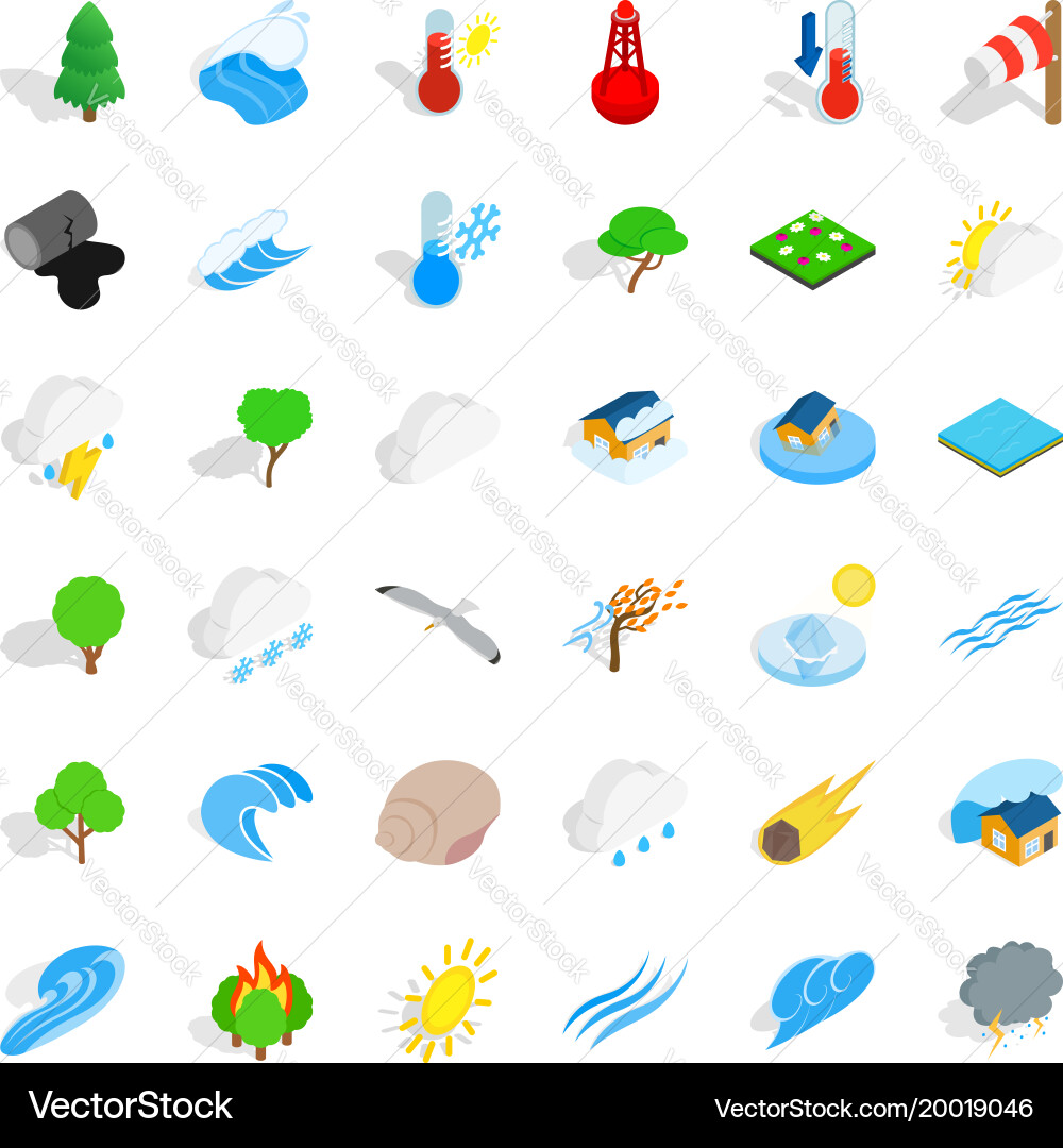 Peaceful place icons set isometric style Vector Image
