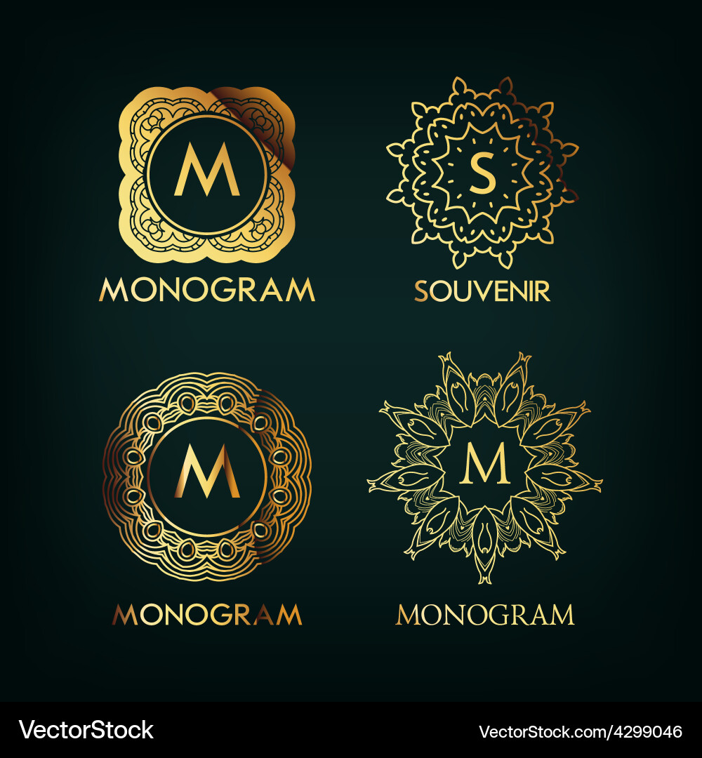 Set of luxury simple and elegant monogram Vector Image