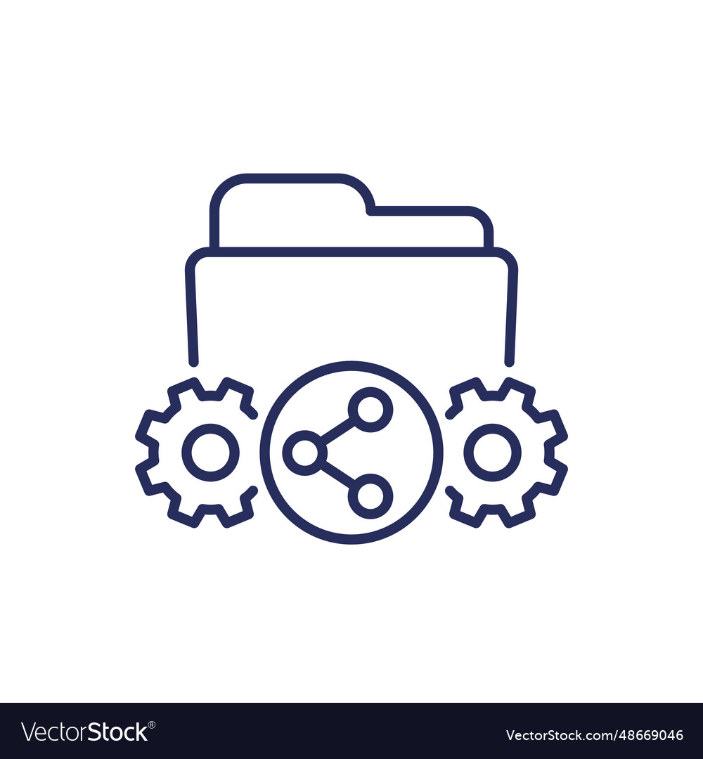 Shared project or folder line icon Royalty Free Vector Image
