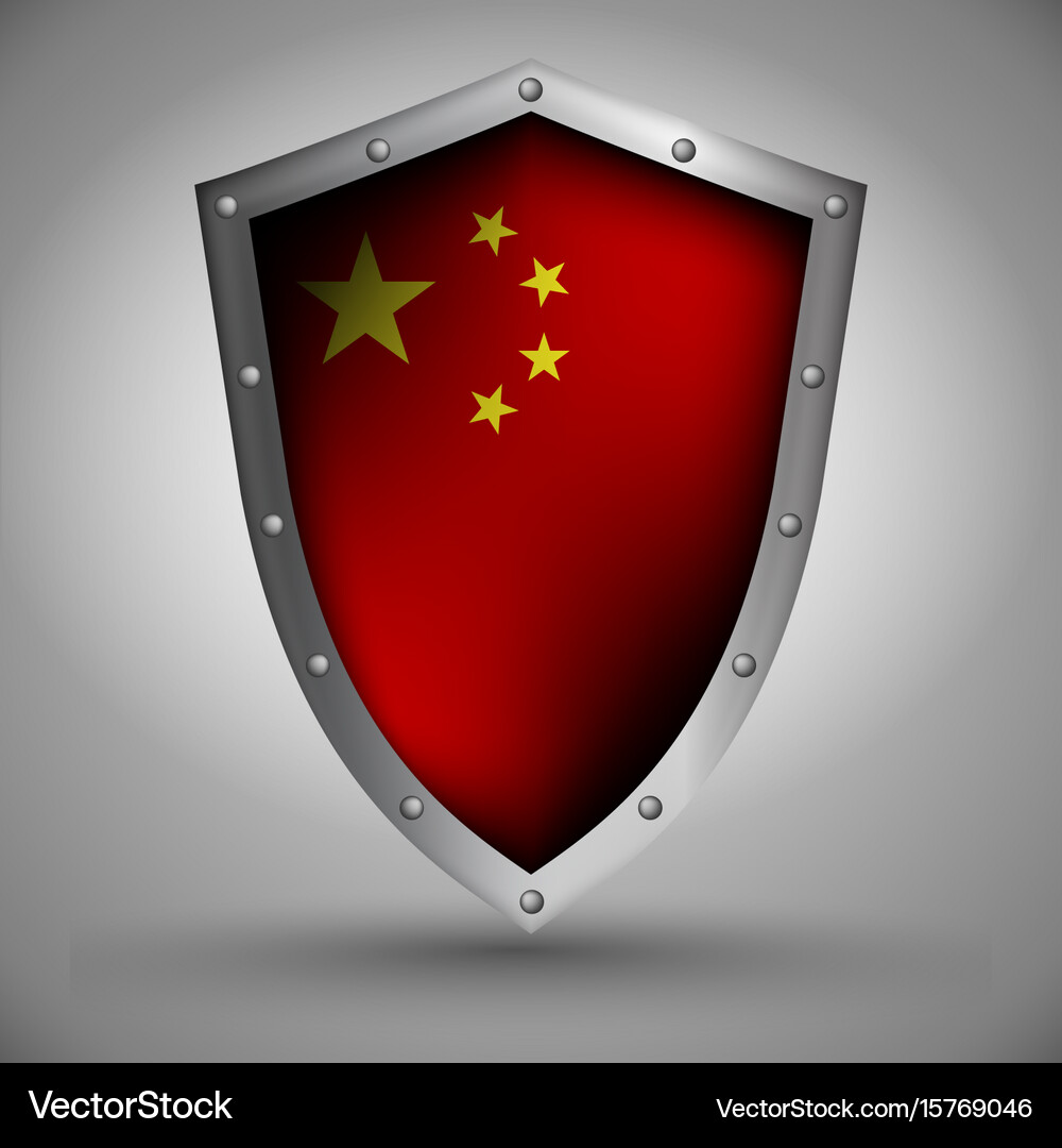 Shield with the image of chinese flag Royalty Free Vector