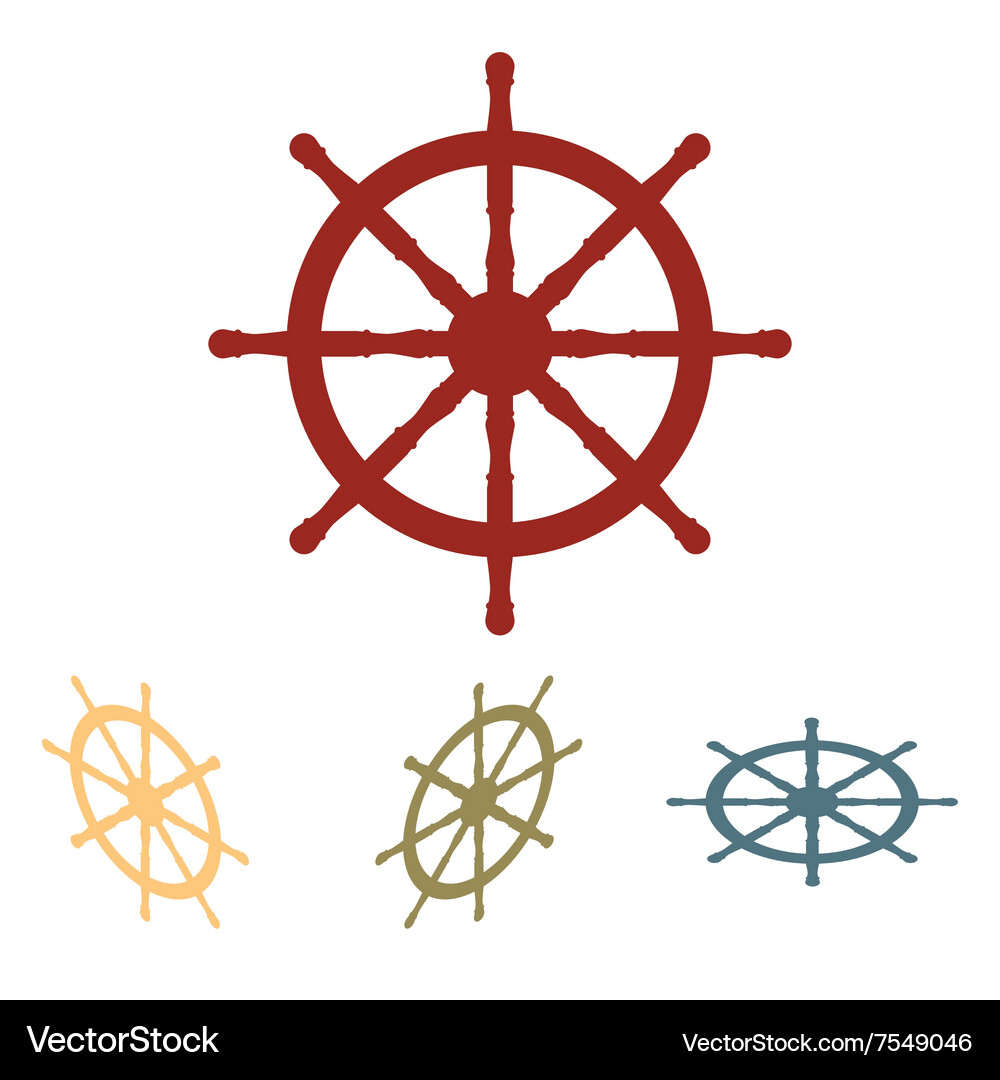 Ship wheel set isometric Royalty Free Vector Image
