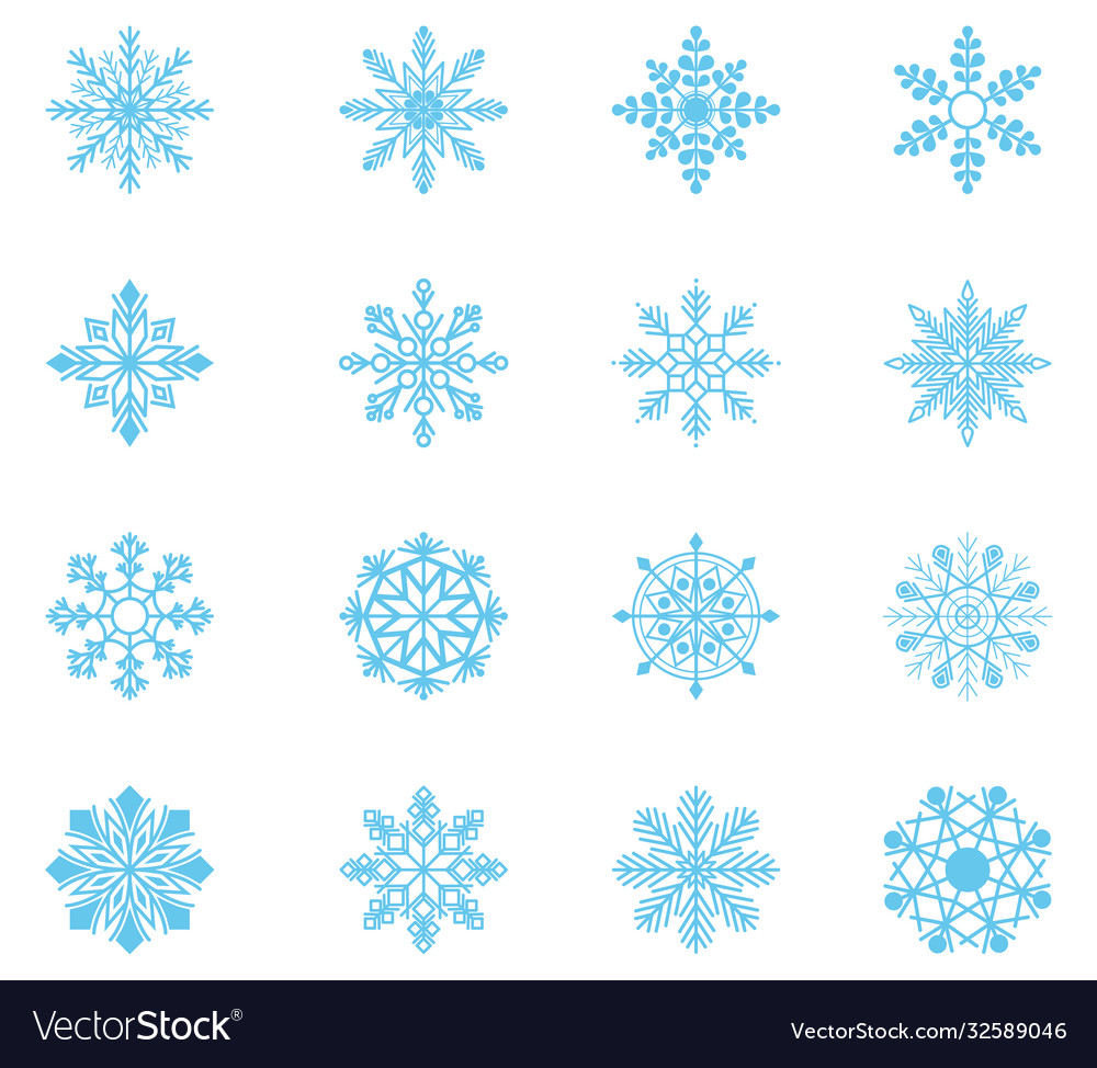 Snowflake winter set Royalty Free Vector Image