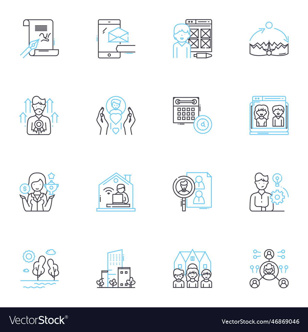 Staffing solutions linear icons set recruitment Vector Image Staffing solutions linear icons set recruitment Vector Image