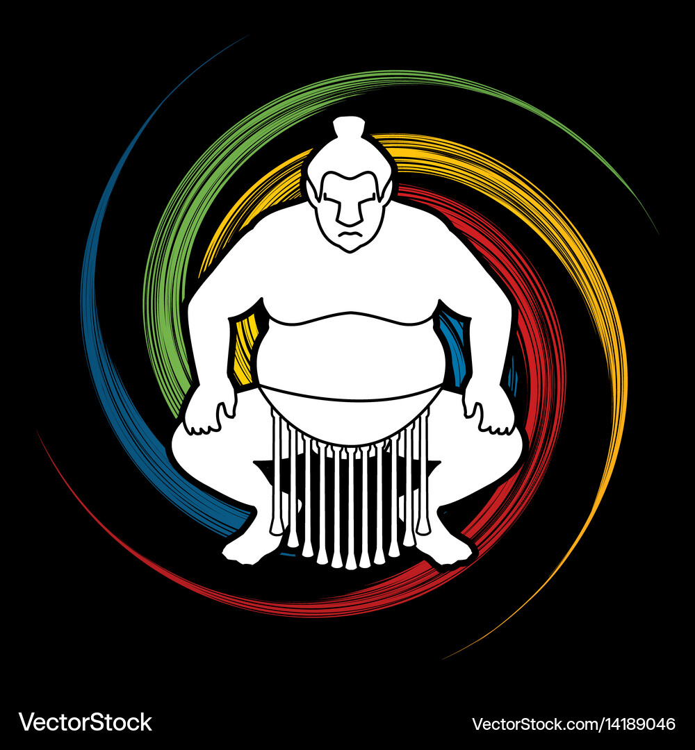 Sumo pose sitting ready to fight graphic Vector Image