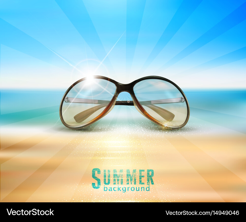 Sunglasses lying on the beach in sand Royalty Free Vector