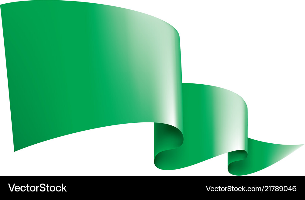 Waving the green flag on a white background Vector Image