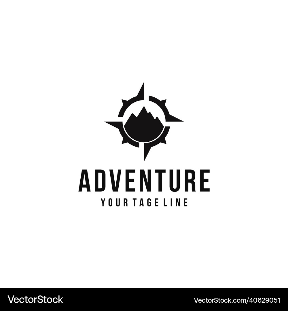 Adventure outdoor mountain compass logo design Vector Image