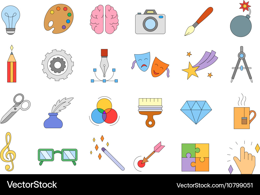Art colorful icons set Royalty Free Vector Image