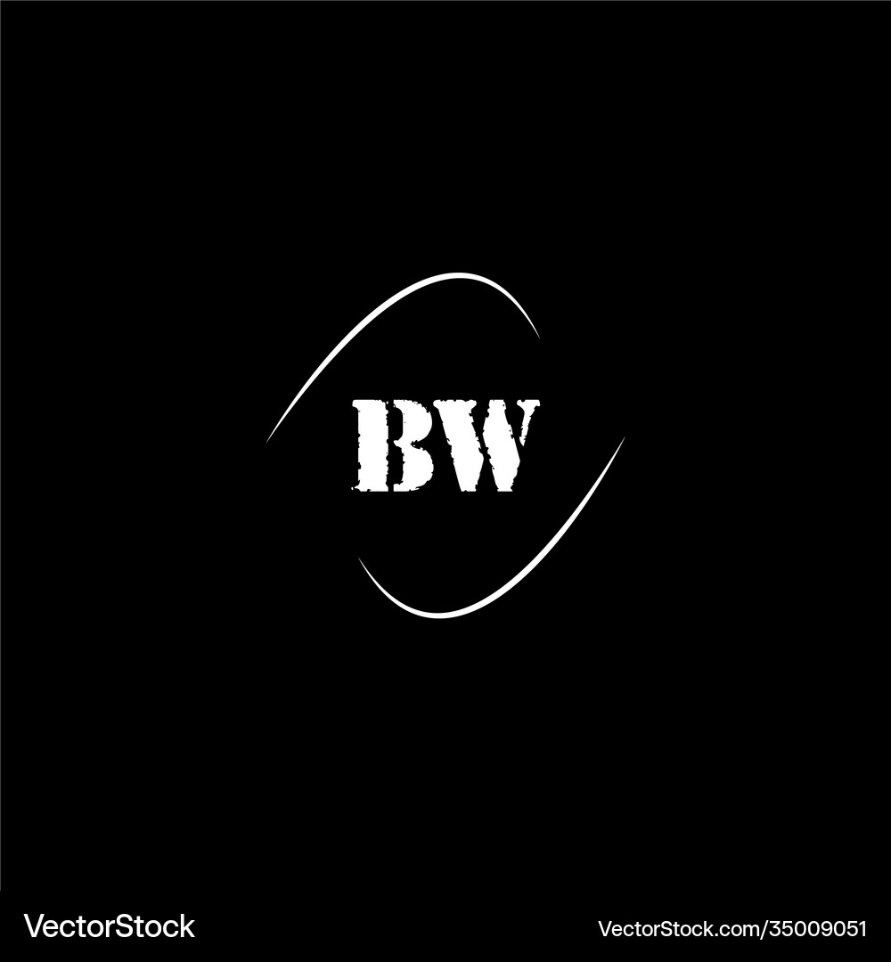 B w letter logo creative design on black color Vector Image