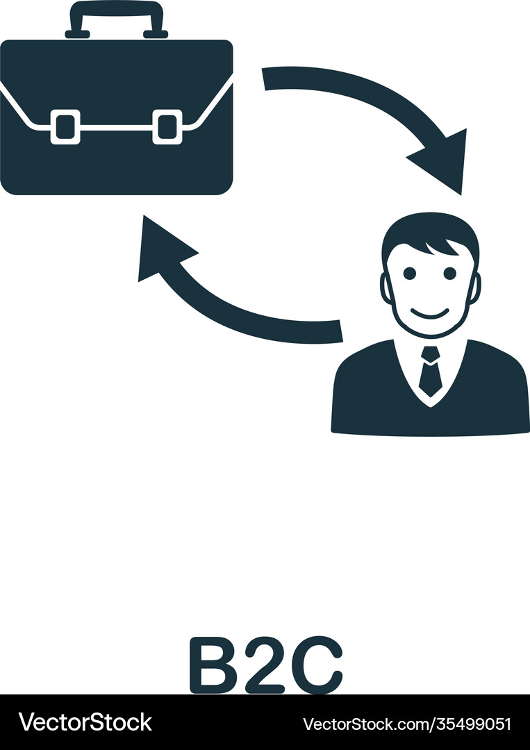 B2c icon symbol creative sign from business Vector Image