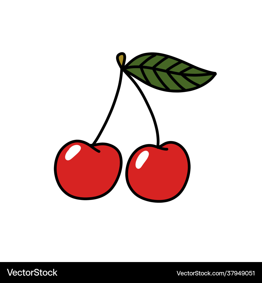 Cherry doodle icon color line Royalty Free Vector Image