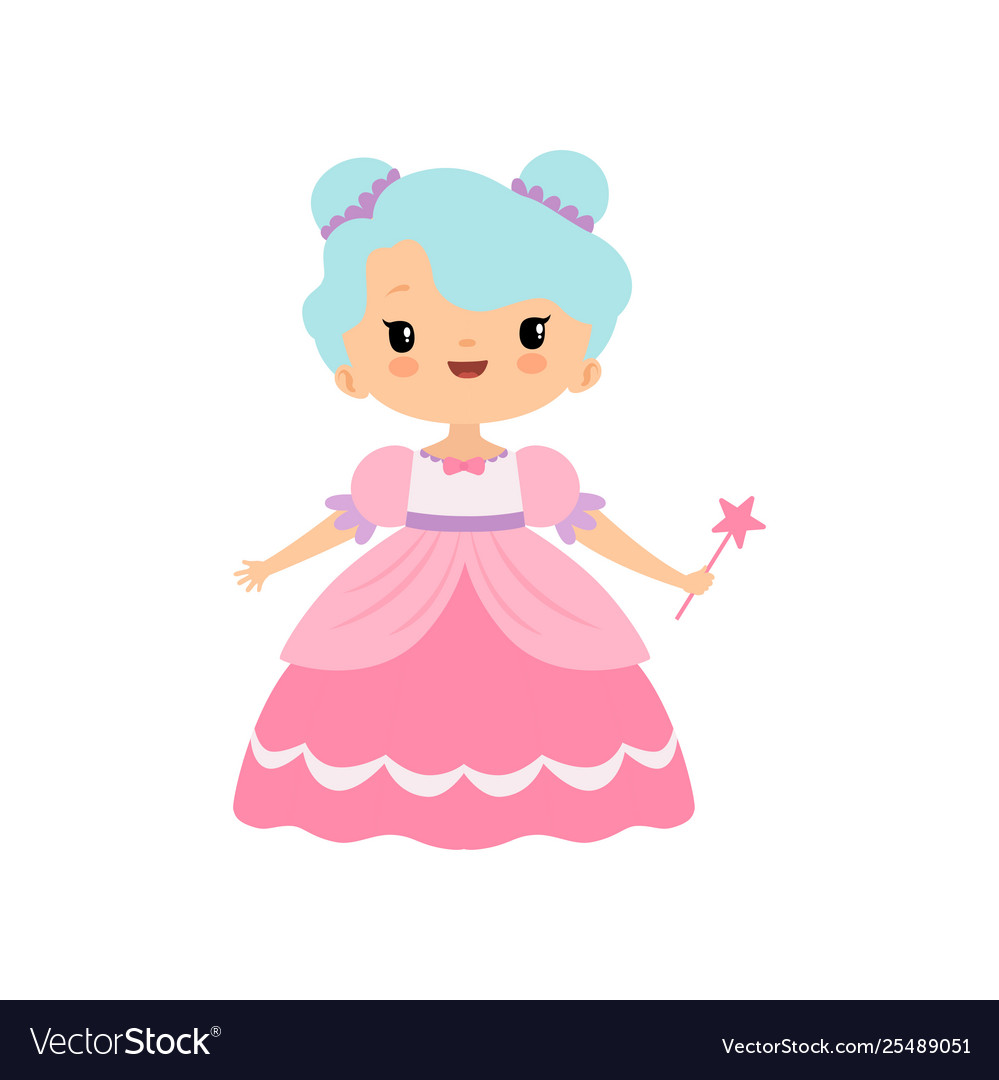 Cute little fairytale princess girl in pink dress Vector Image