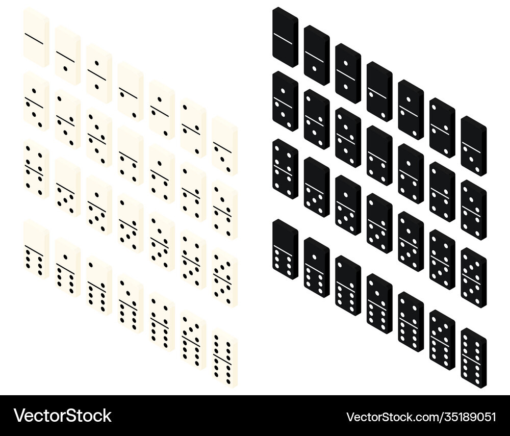 Dominoes isometric isolated blocks with spots Vector Image