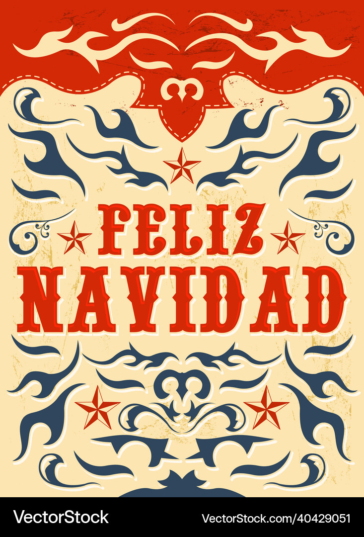 Feliz navidad merry christmas spanish text Vector Image